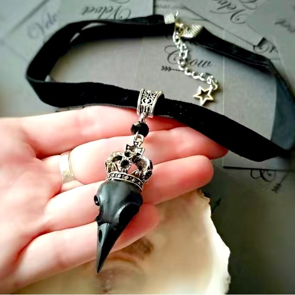 Accessories | Dark Gothic Choker Black Velvet Ribbon Raven Skull ...